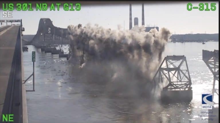 VIDEO: Boom! Old Nice Bridge Implodes into Potomac River to Become ...